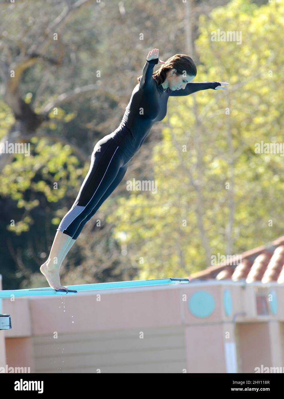 Katherine Webb on the set of "Celebrity Splash" practicing her dives in ...