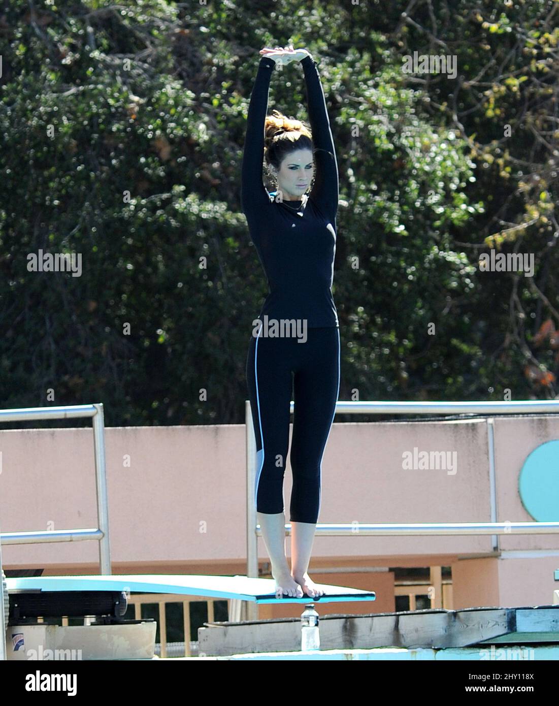 Katherine Webb on the set of "Celebrity Splash" practicing her dives in ...