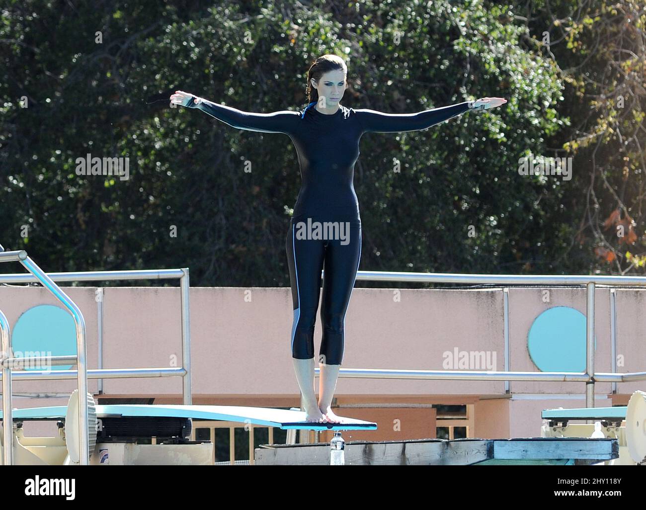 Katherine Webb on the set of "Celebrity Splash" practicing her dives in ...