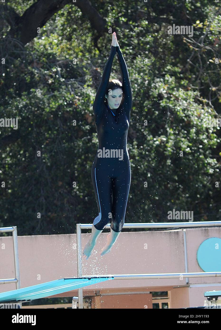 Katherine Webb on the set of "Celebrity Splash" practicing her dives in ...
