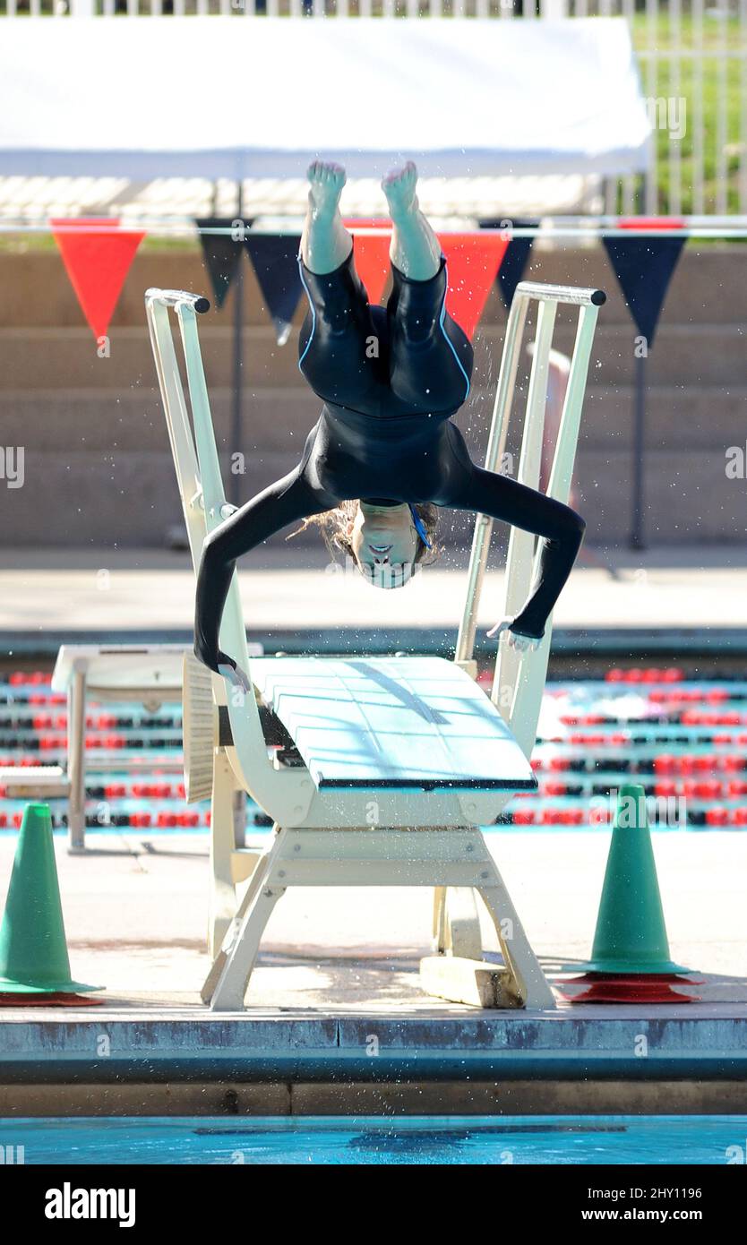 Katherine Webb on the set of "Celebrity Splash" practicing her dives in ...