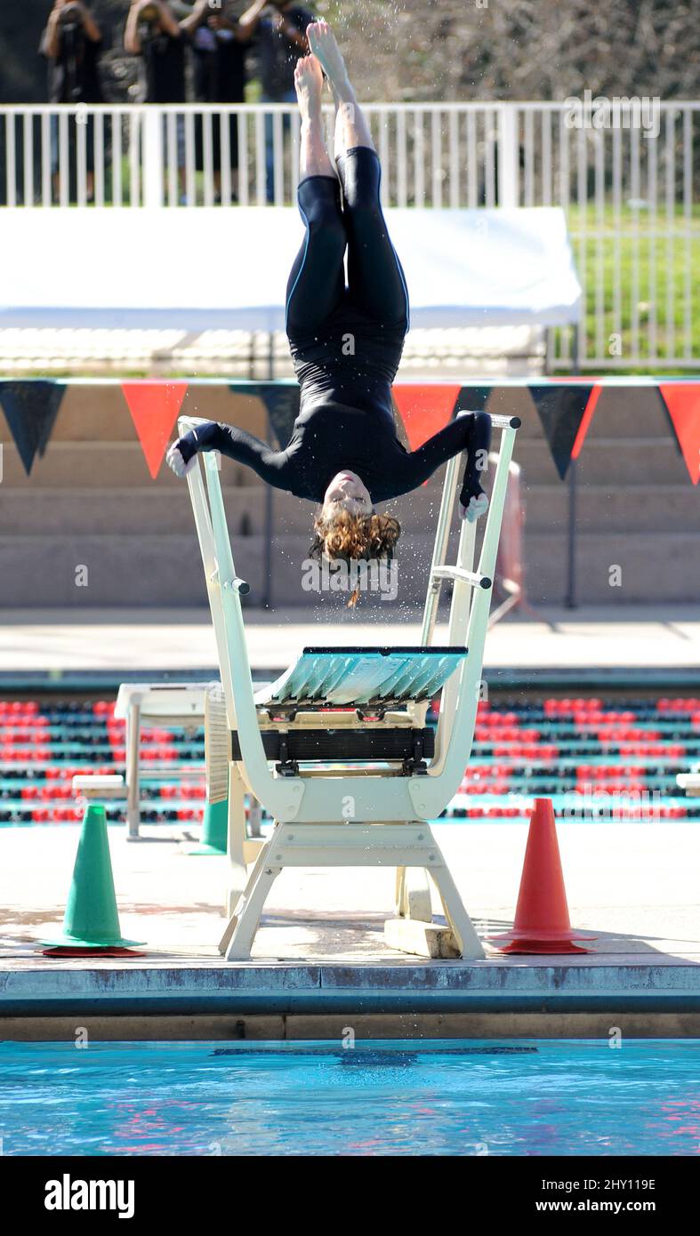 Katherine Webb on the set of "Celebrity Splash" practicing her dives in ...