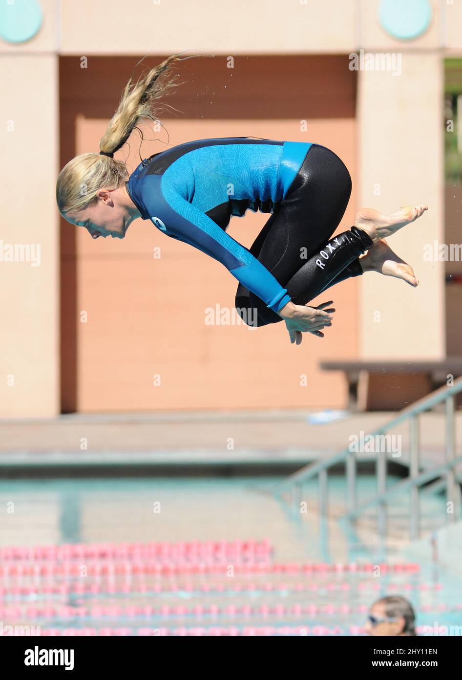 Kendra Wilkinson on the set of 'Celebrity Splash' in Los Angeles Stock ...