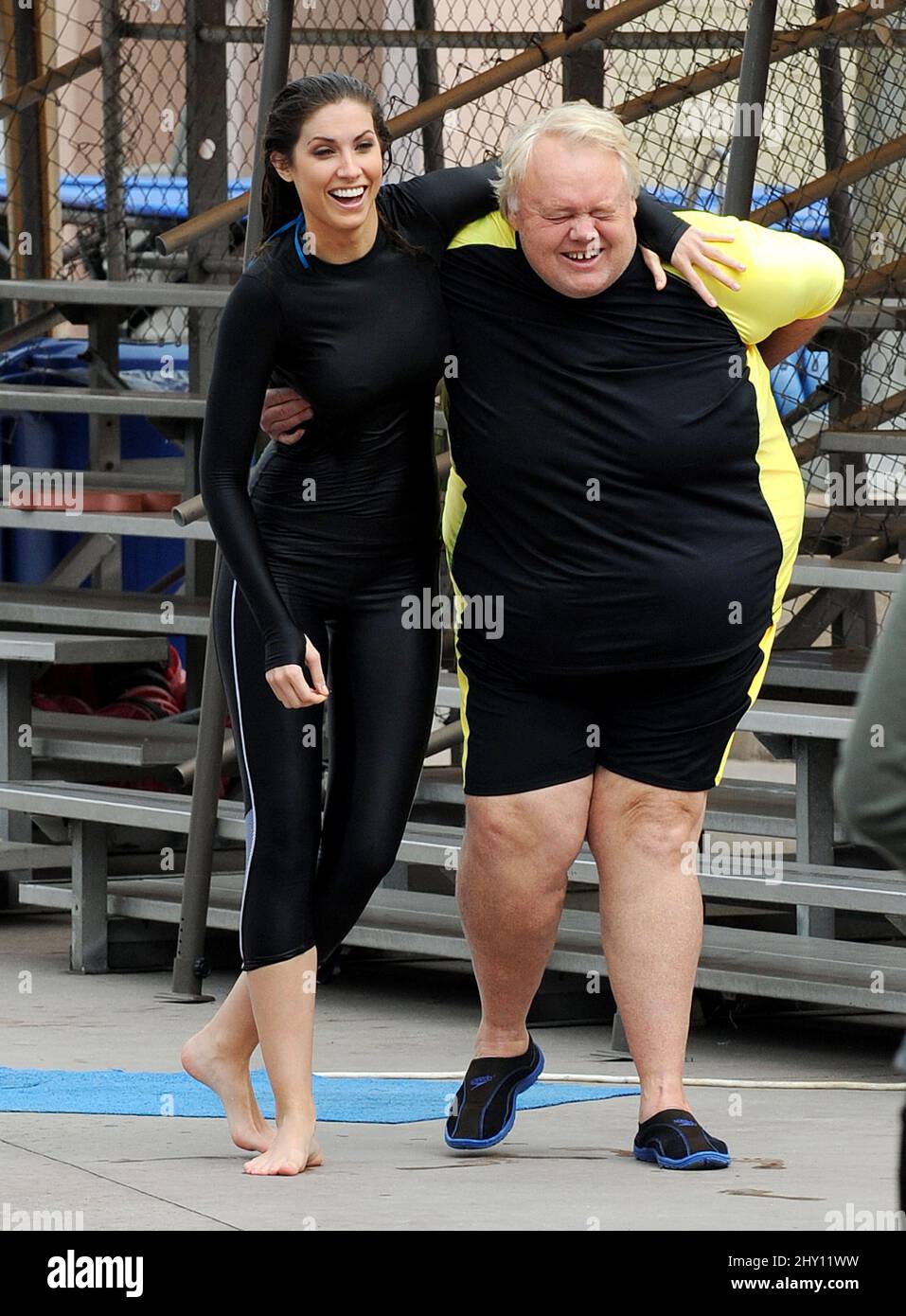 Katherine Webb and Louie Anderson seen on set filming "Celebrity Splash ...