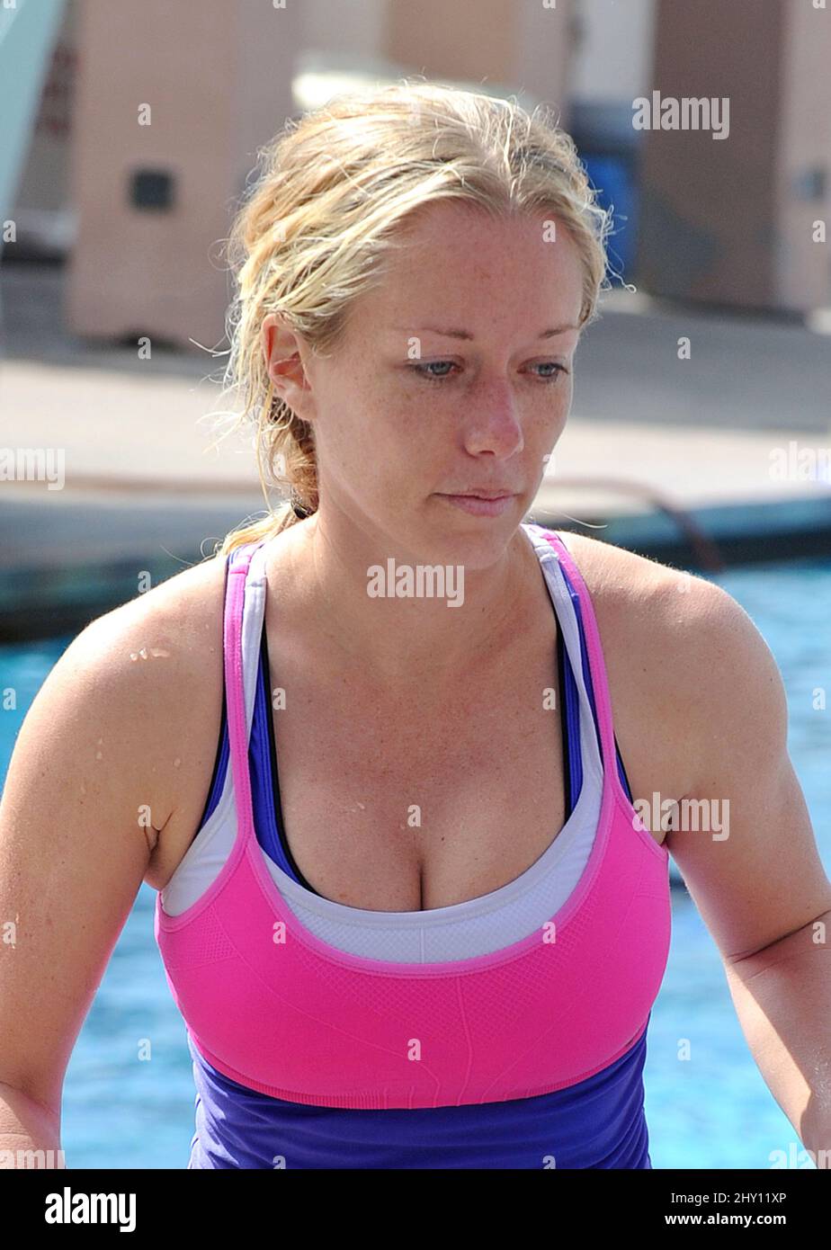 Kendra Wilkinson seen on set filming "Celebrity Splash" in Santa Monica, California Stock Photo ...