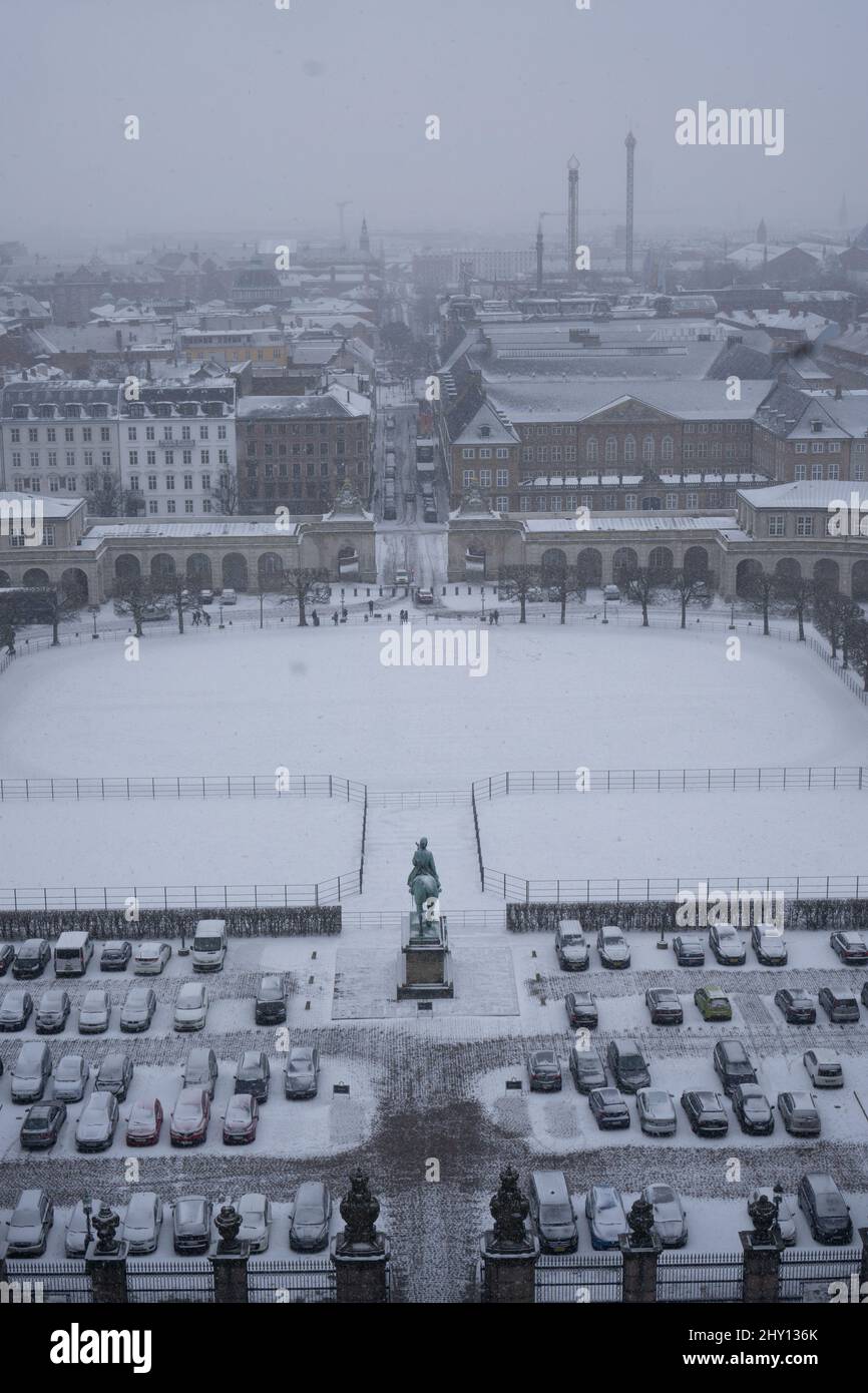 Beautiful scene of buildings roofs and towers of Copenhagen, Denmark ...