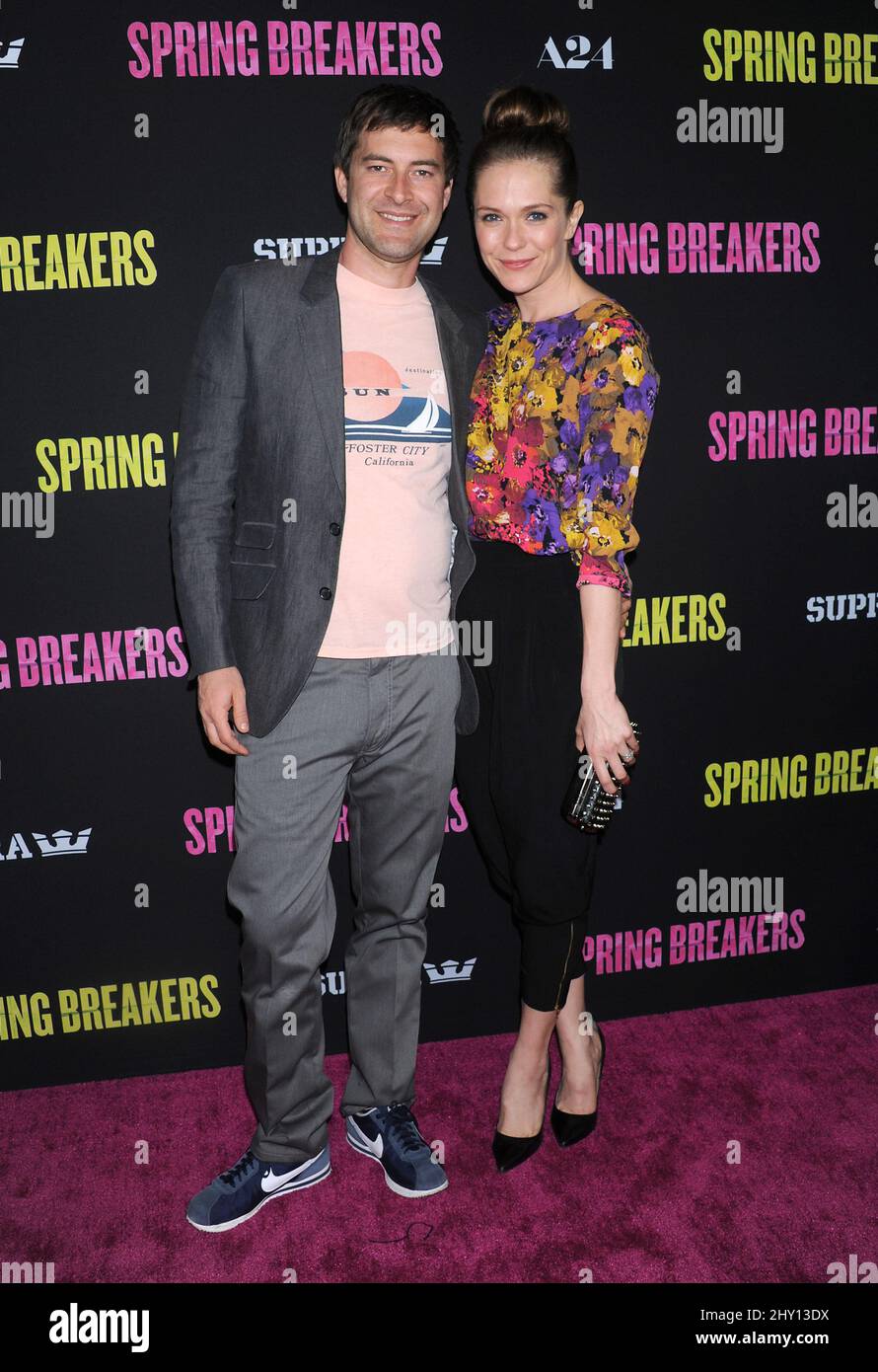 Mark Duplass and Katie Aselton attends the Spring Breakers premiere ...