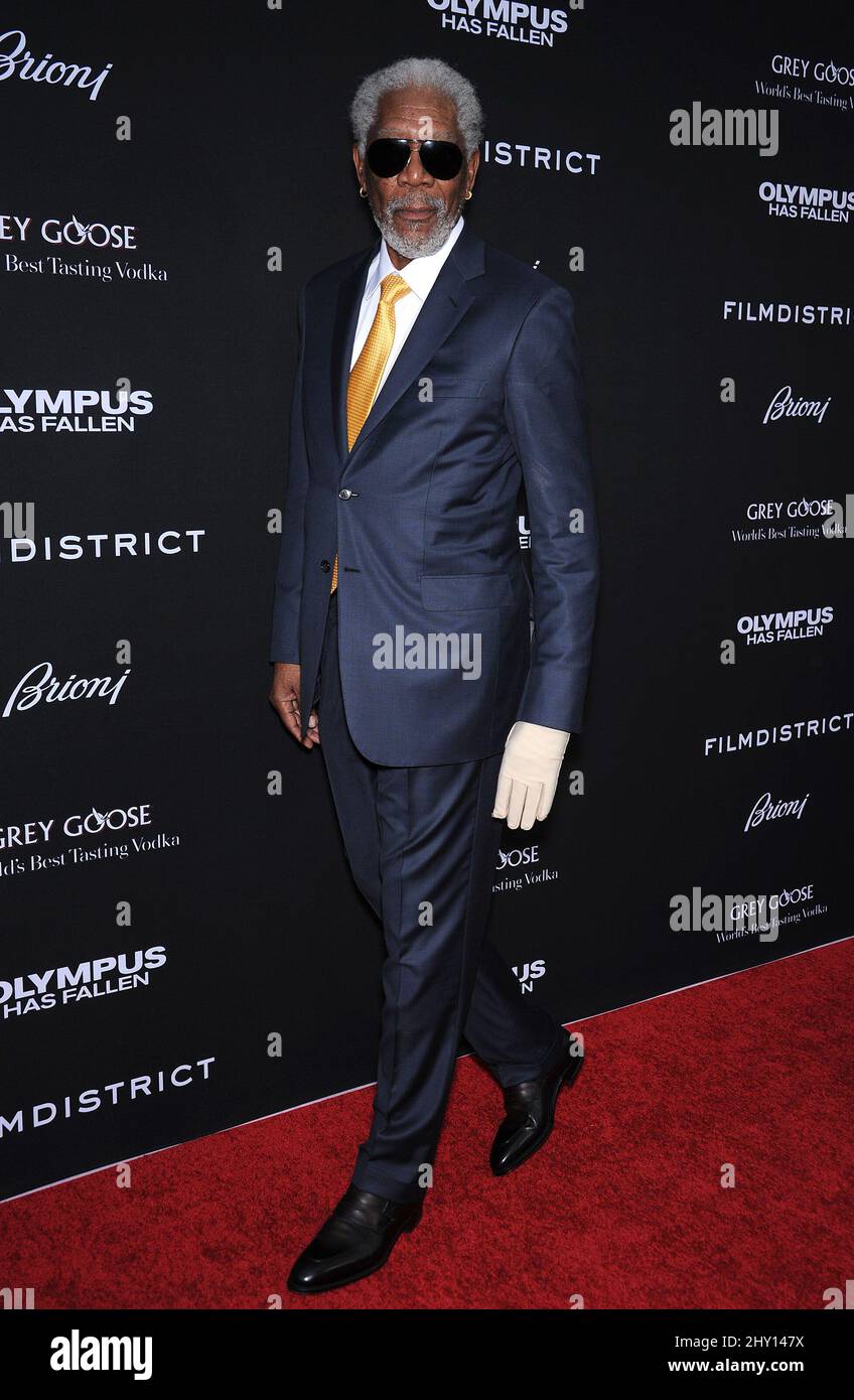 Morgan Freeman attending the premiere of "Olympus Has Fallen" in Los ...