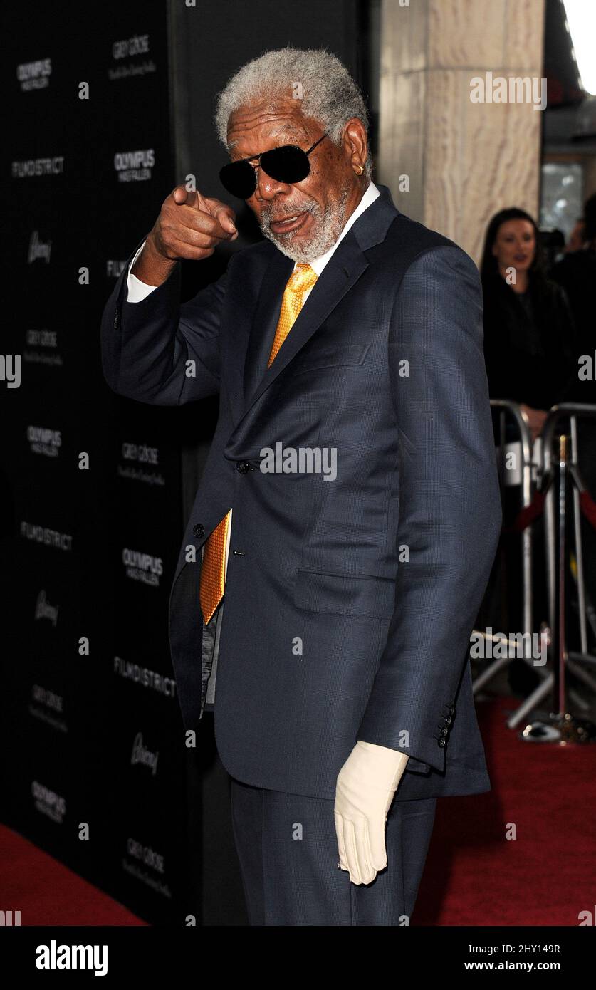 Morgan Freeman attending the premiere of "Olympus Has Fallen" in Los ...