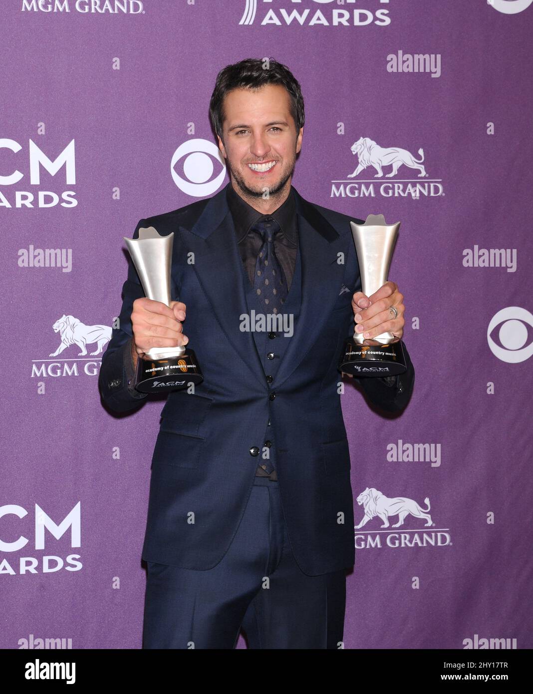 Luke Bryan in the press room at The 48th Annual Academy of Country ...