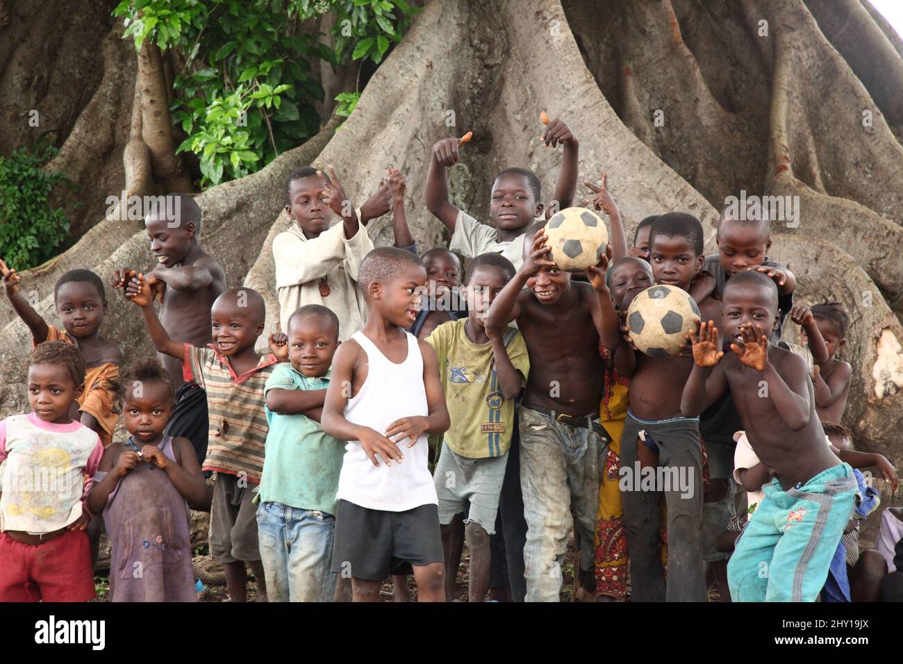 Group of young African children posing for the camera Stock Photo - Alamy