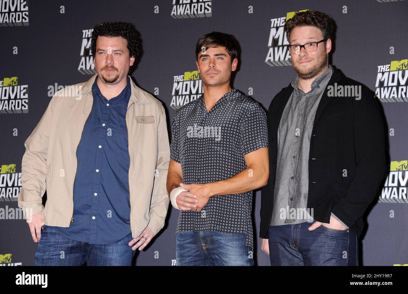 Danny McBride, Zac Efron and Seth Rogan at The MTV Movie Awards 2013 ...