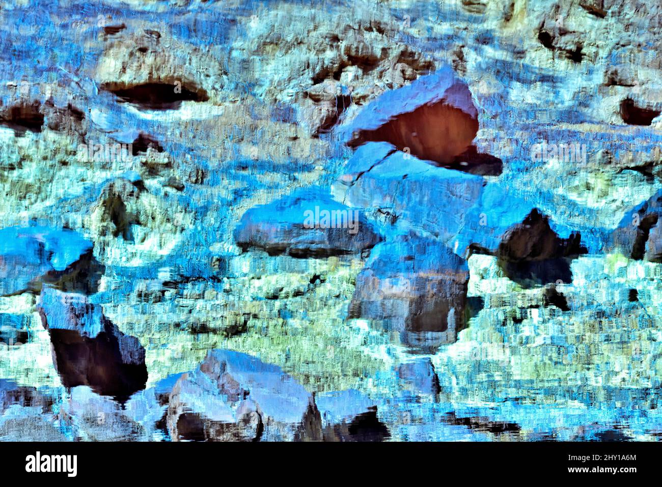 Background of painting with heap of rough gray rocky formations with ...