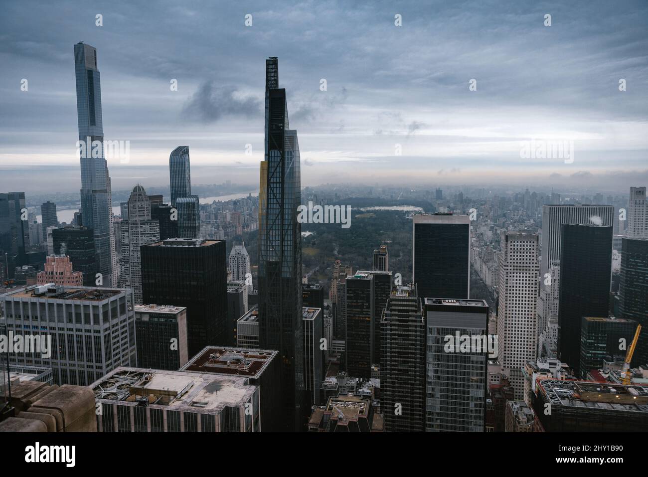 Contemporary high rise buildings located in dense downtown of modern ...