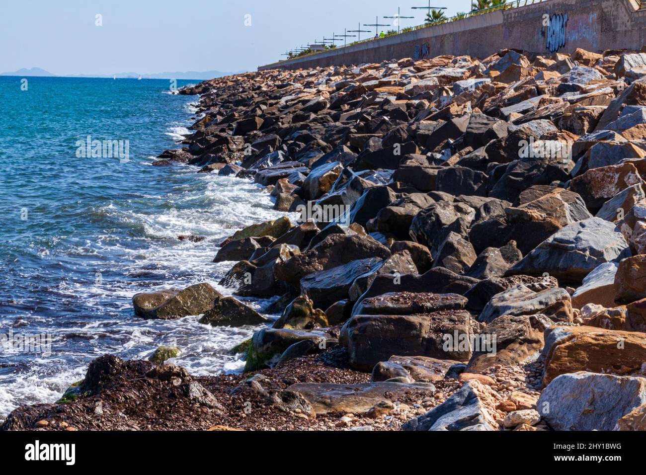 Aerial shot of a beautiful sea on a sunny summer day Stock Photo - Alamy