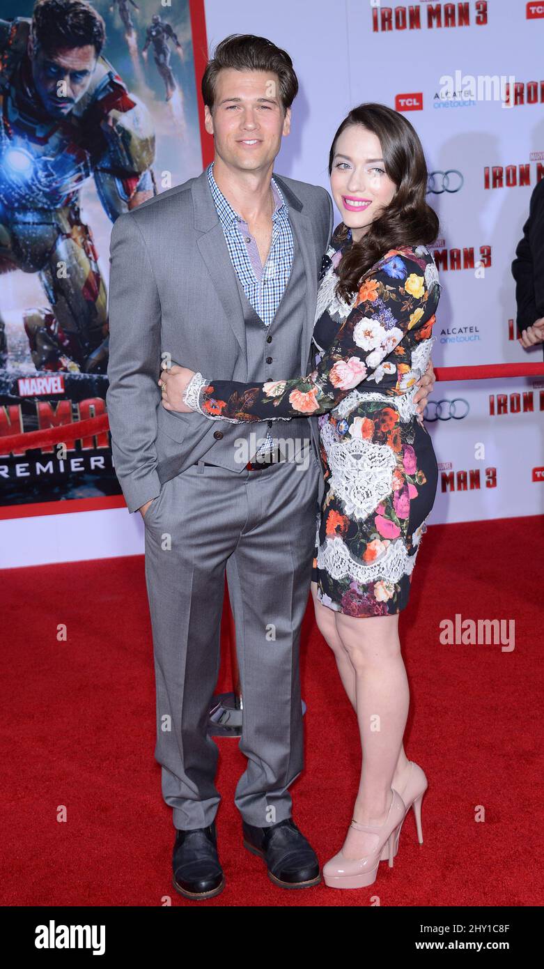 Kat Dennings, Nick Zano attending the "Iron Man 3" premiere held at El ...
