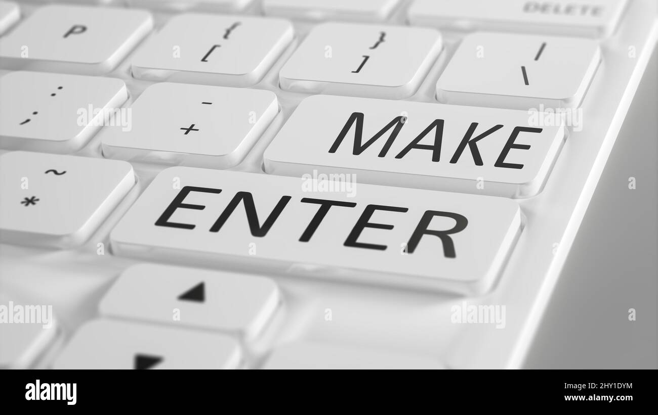 3d illustration of a computer keyboard with enter and make keys Stock ...