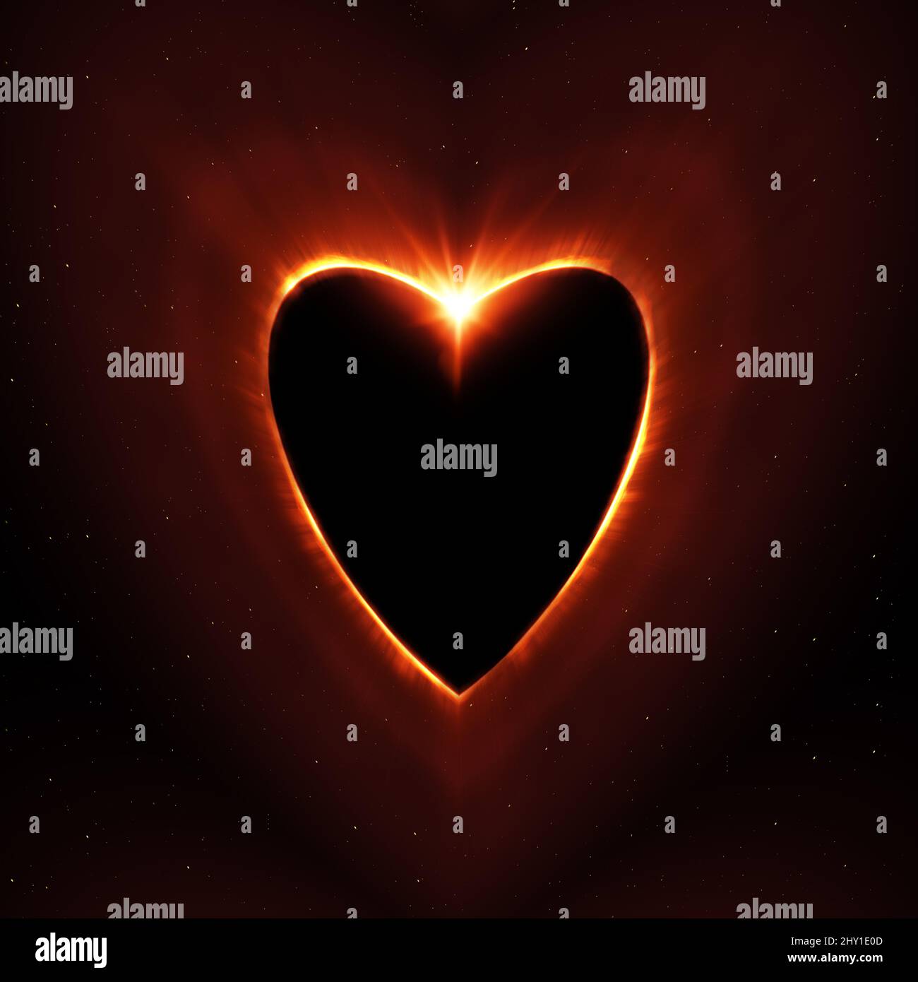 Illustration of a heart shape sun eclipse with stars in the background ...