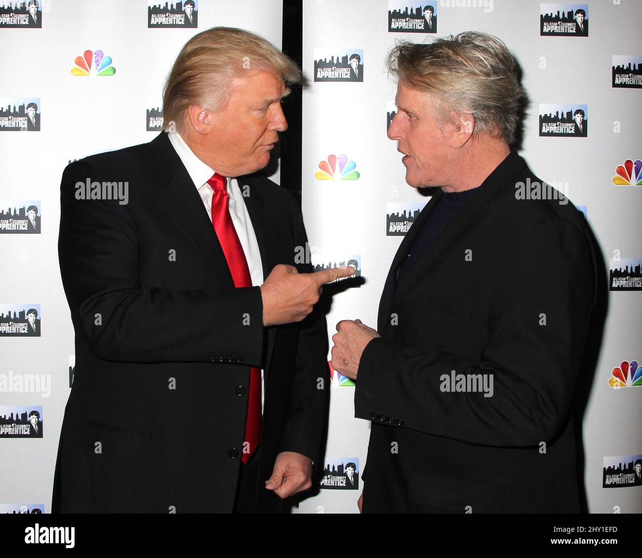 Donald Trump and Gary Busey attending a photocall for the American ...