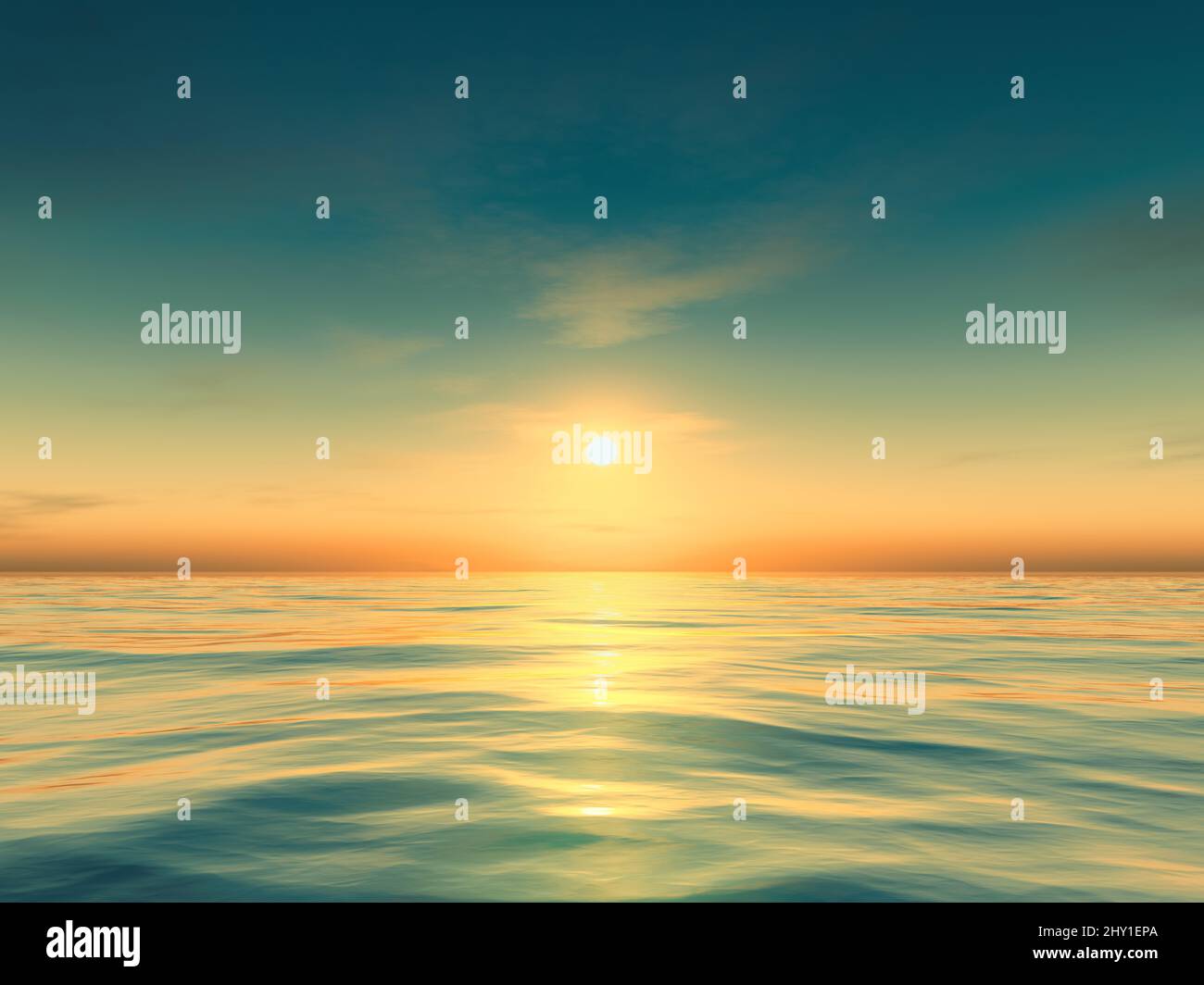 3D illustration of a beautiful sunset over the ocean Stock Photo - Alamy