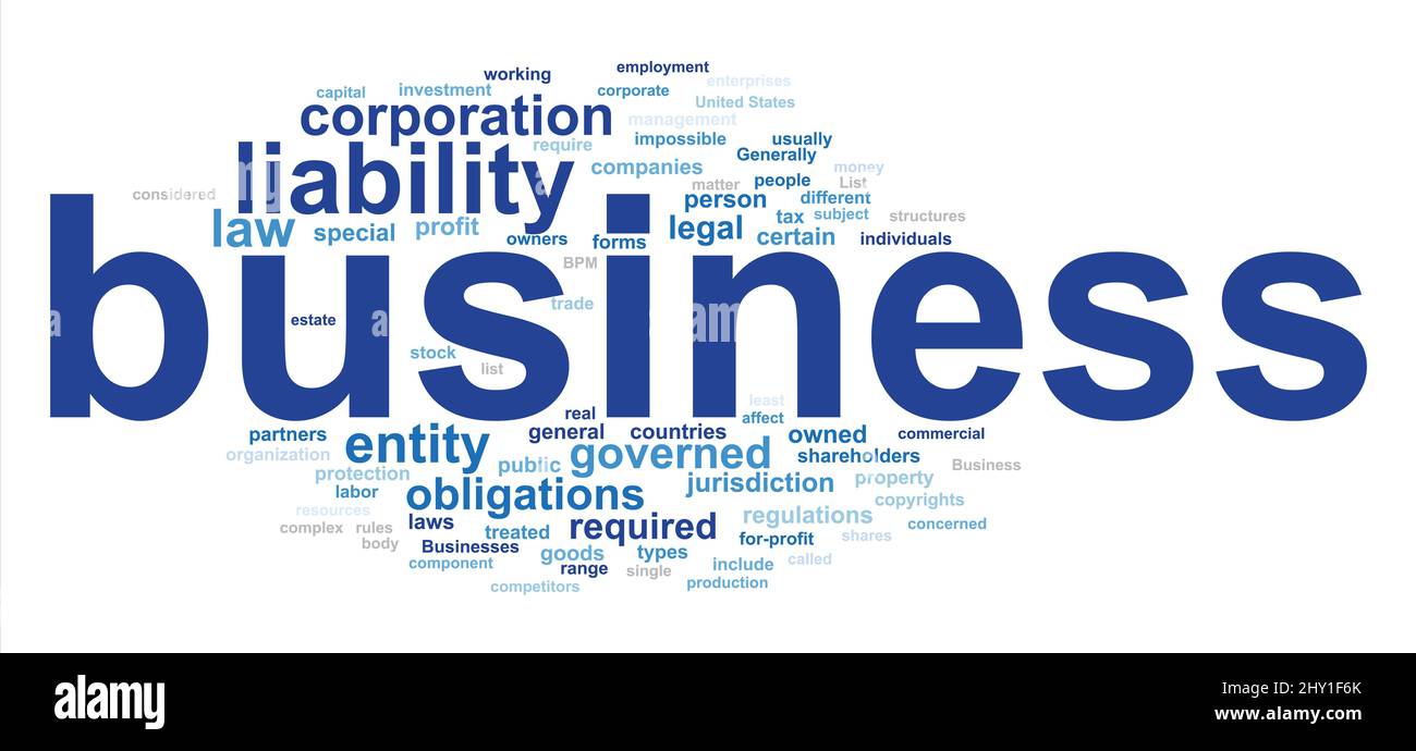 Illustration of a blue Business text cloud isolated on a white ...