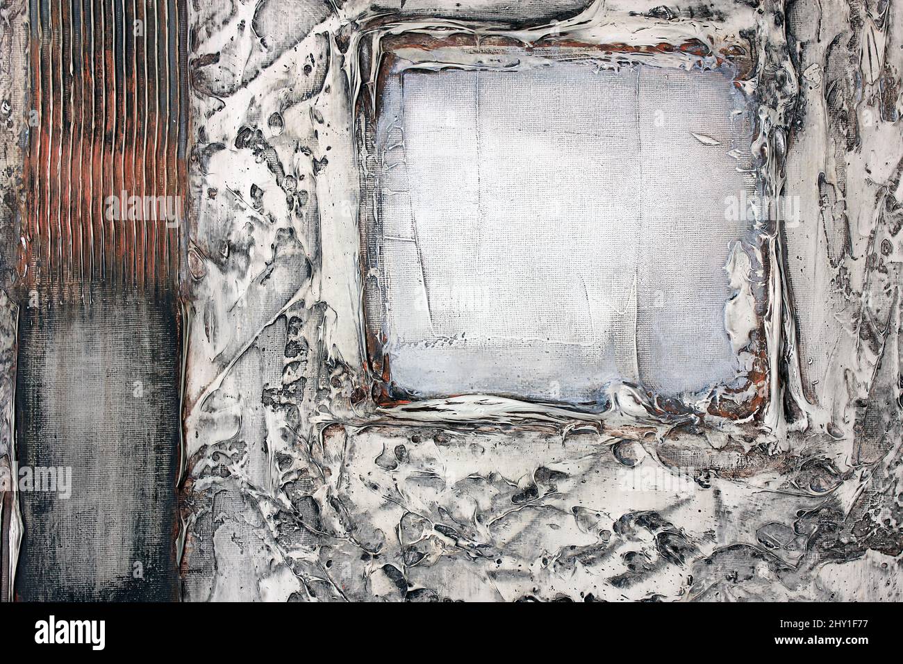 Abstract acrylic painting on canvas. Imitation of dirty surface, grunge ...