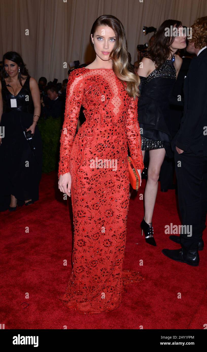 Amber Heard attending the MET Gala 2013: "PUNK: Chaos To Couture" held ...
