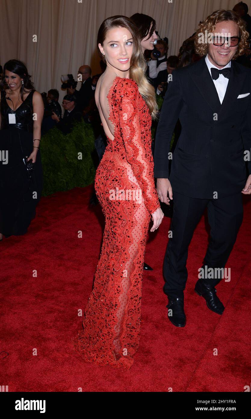 Amber Heard attending the MET Gala 2013: "PUNK: Chaos To Couture" held ...