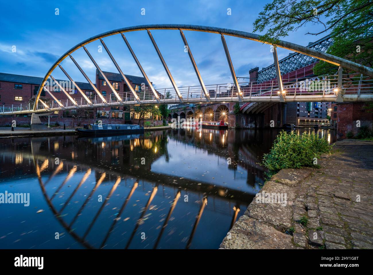 Evening view of Merchants Bridge, a riverside landmark in the historic ...