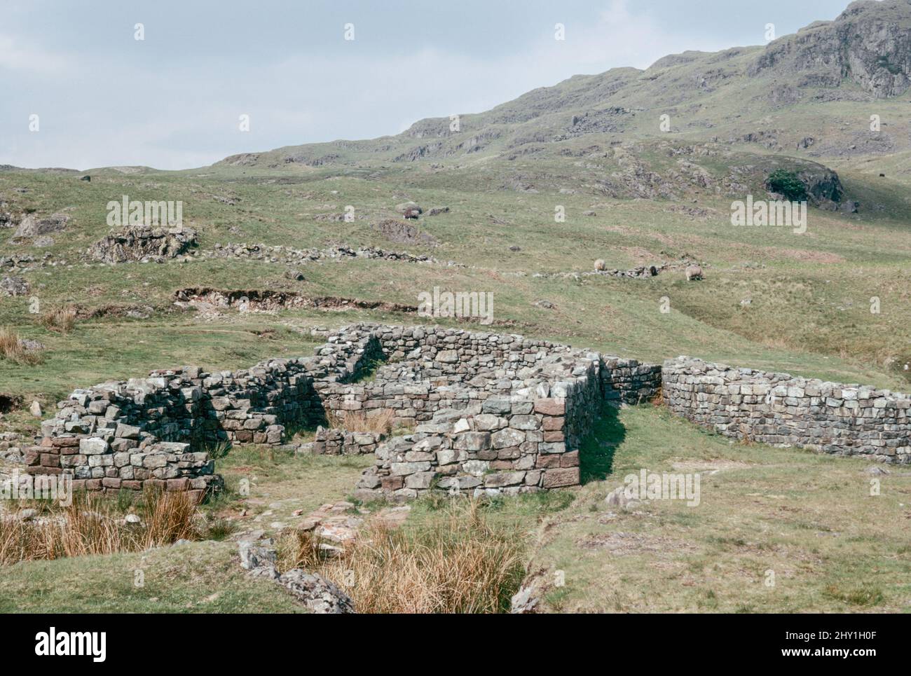 Baths at Hardknott Roman Fort - an archeological site, the remains of ...