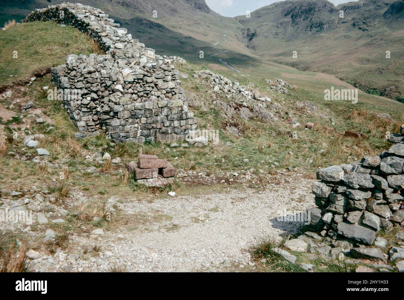 East Gate at Hardknott Roman Fort - an archeological site, the remains ...