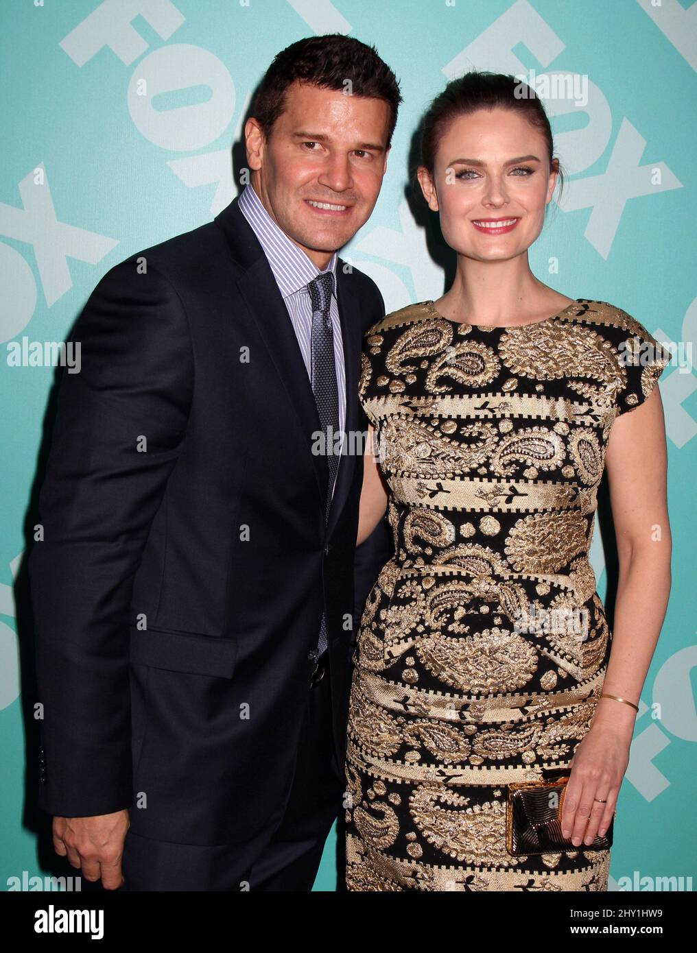 David Boreanaz and Emily Deschanel attending the 2013 Fox Upfront ...