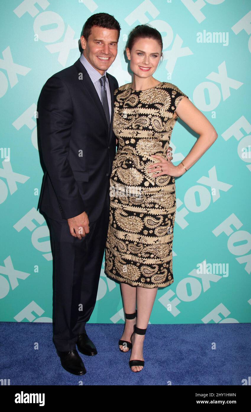 David Boreanaz and Emily Deschanel attending the 2013 Fox Upfront ...
