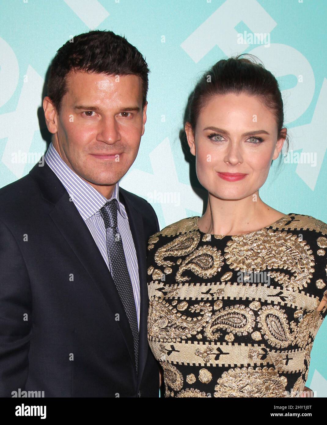 David Boreanaz and Emily Deschanel arriving for the FOX 2013 Upfront ...
