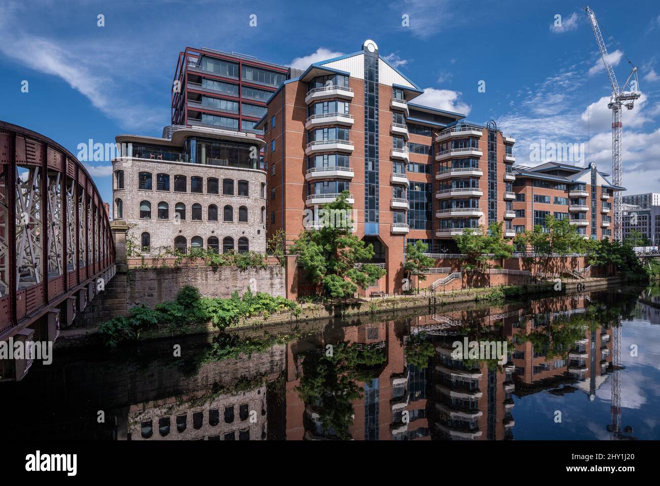 Modern riverside apartment buildings in the city centre riverside area ...