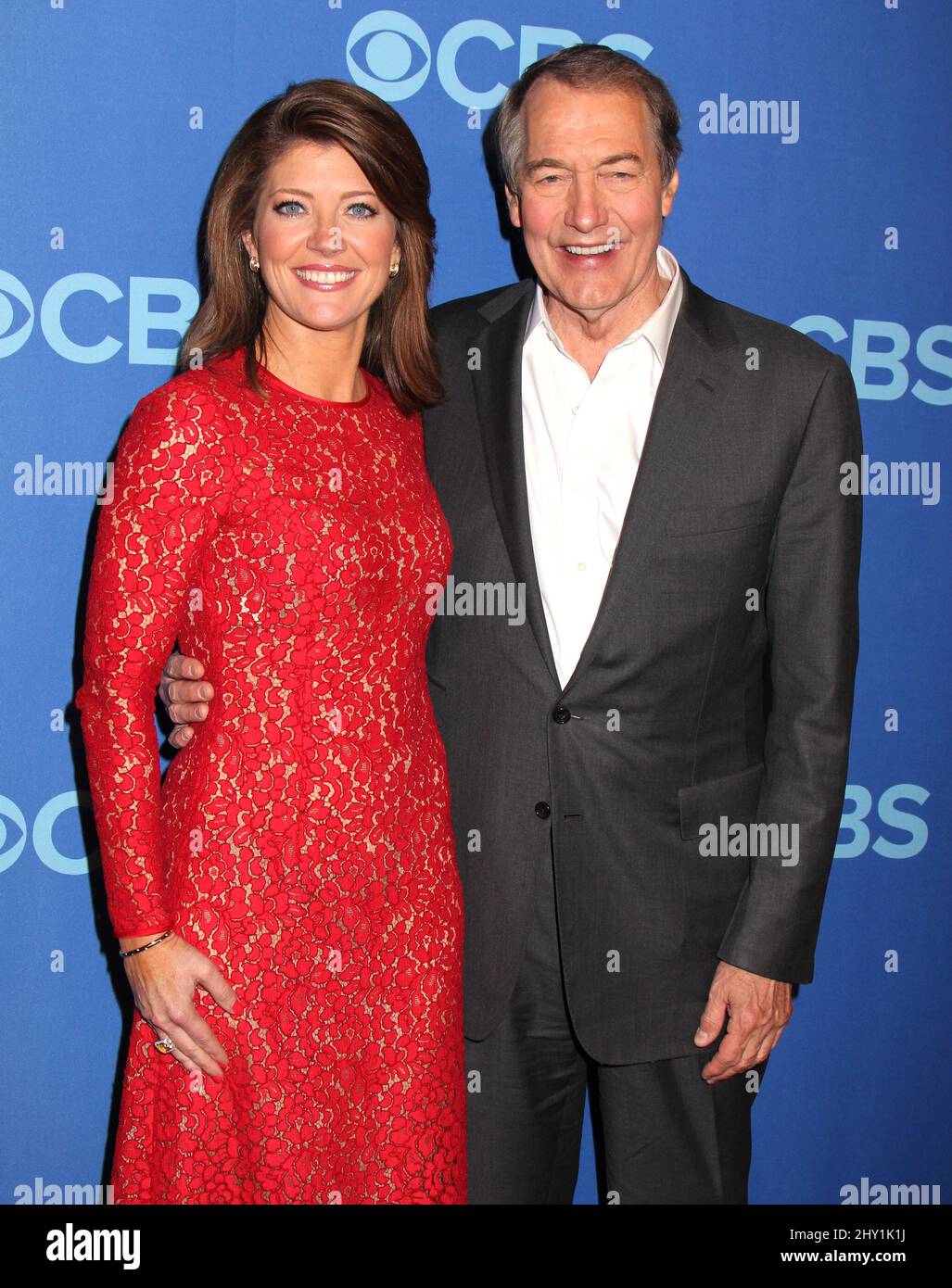 Norah O'Donnell and Charlie Rose attending the CBS 2013 Upfront ...