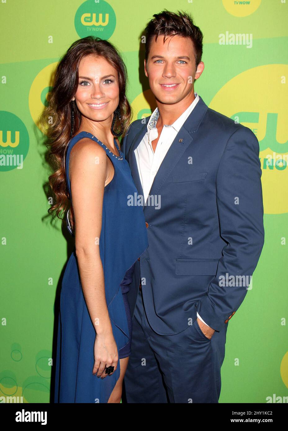 Matt Lanter and Angela Stacy arriving for the CW 2013 Upfront ...