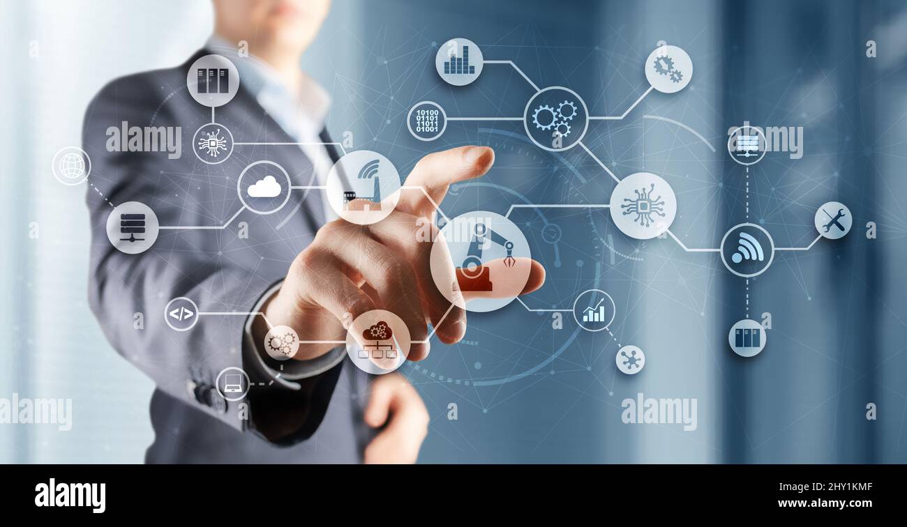 RPA Universal Technology Background for your business. 3D icons on ...