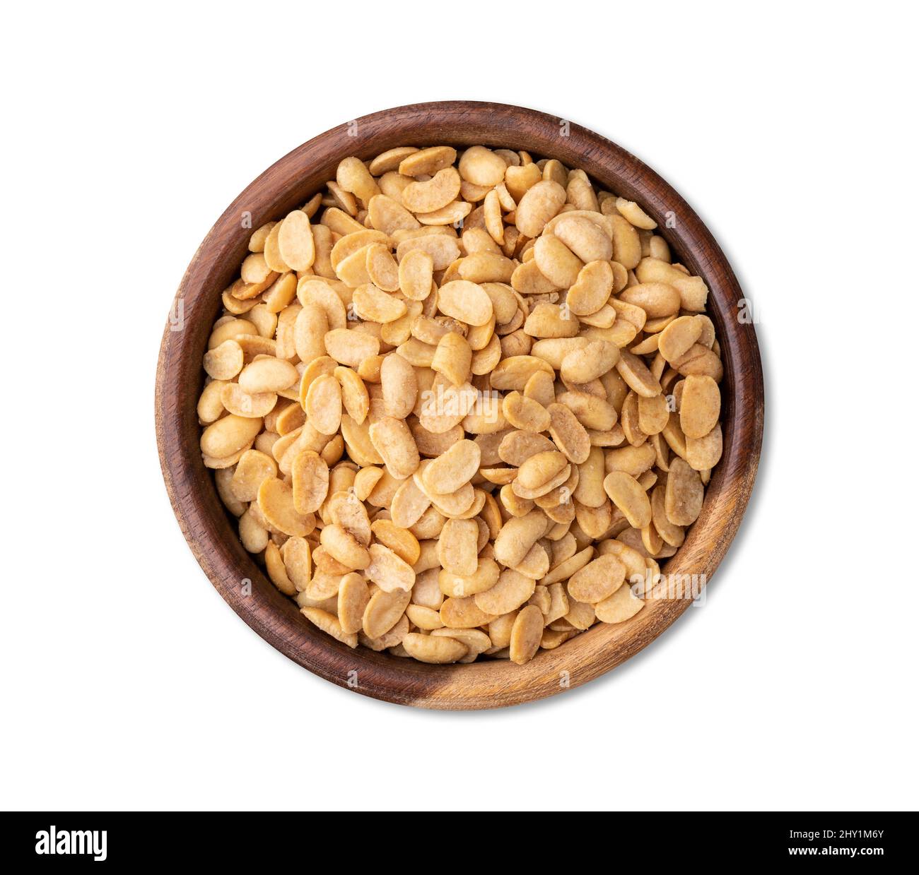 Fried soy beans snack in a bowl isolated over white background Stock ...