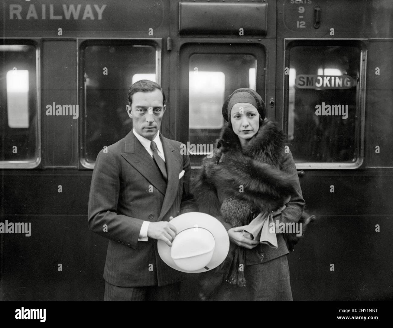 Silent film star Buster Keaton with his wife Natalie Talmadge, sister ...
