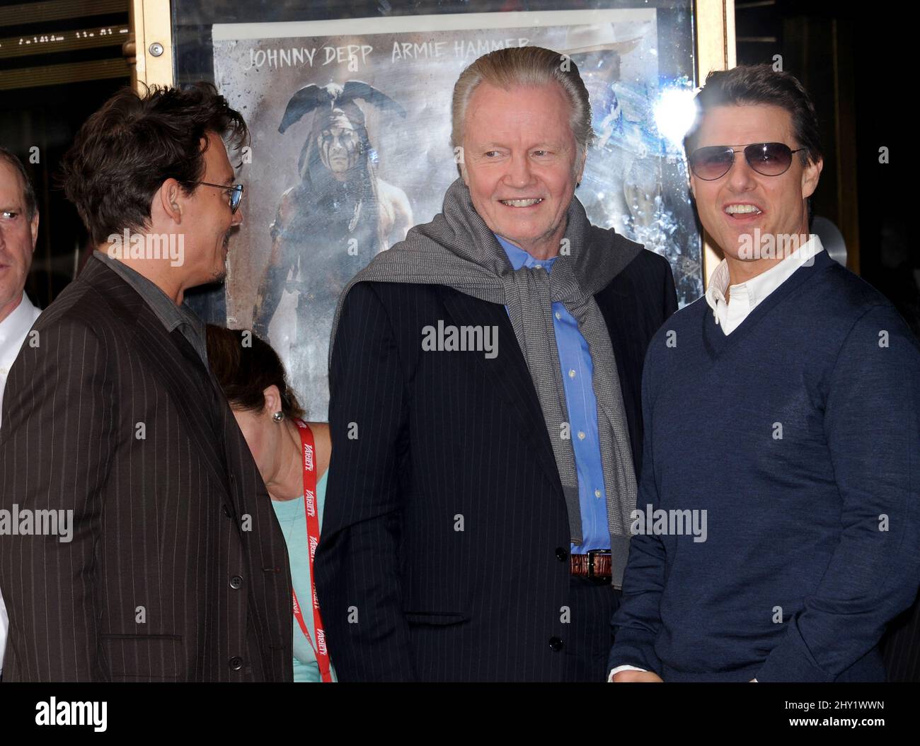 Johnny Depp (left), Jon Voight and Tom Cruise (right) during the Jerry ...