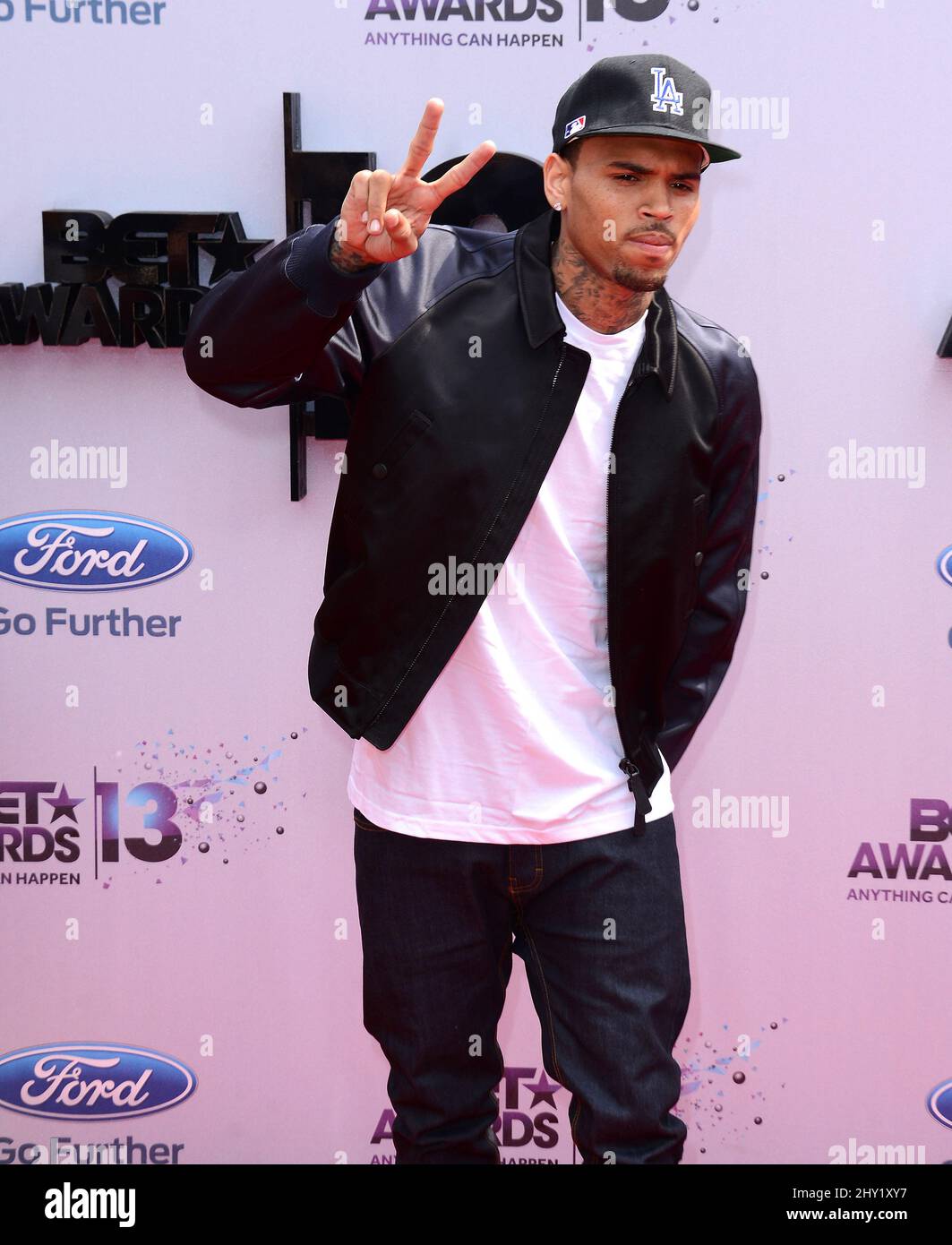 Chris Brown arrives at the BET Awards at the Nokia Theatre on Sunday ...