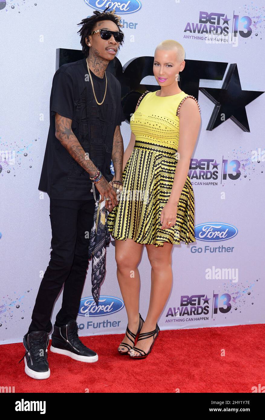 Wiz Khalifa, Amber Rose attends the 2013 BET Awards at the Nokia Plaza ...