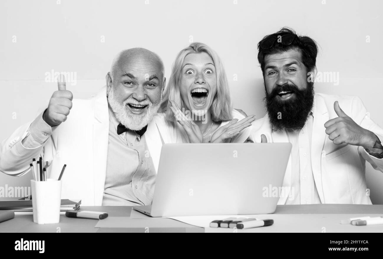 Excited business people. Employee having working day in company ...