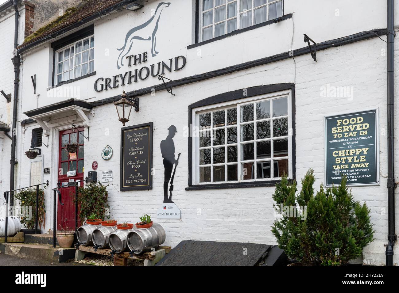 The Greyhound pub in Overton village, Hampshire, England, UK Stock ...