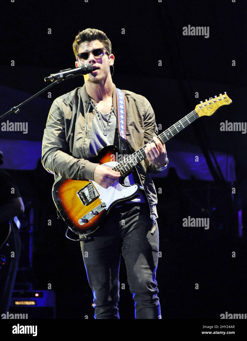 Nick Jonas on stage during the Jonas Brothers 'Summer Tour' concert at ...