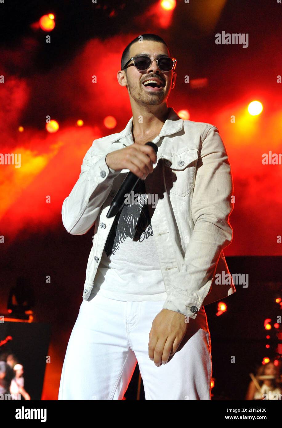 Joe Jonas on stage during the Jonas Brothers 'Summer Tour' concert at ...