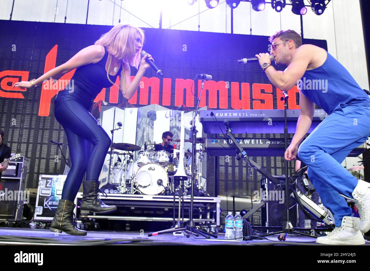 Amy Heidemann, Nick Noonan on stage during the Karmin 'Summer Tour ...