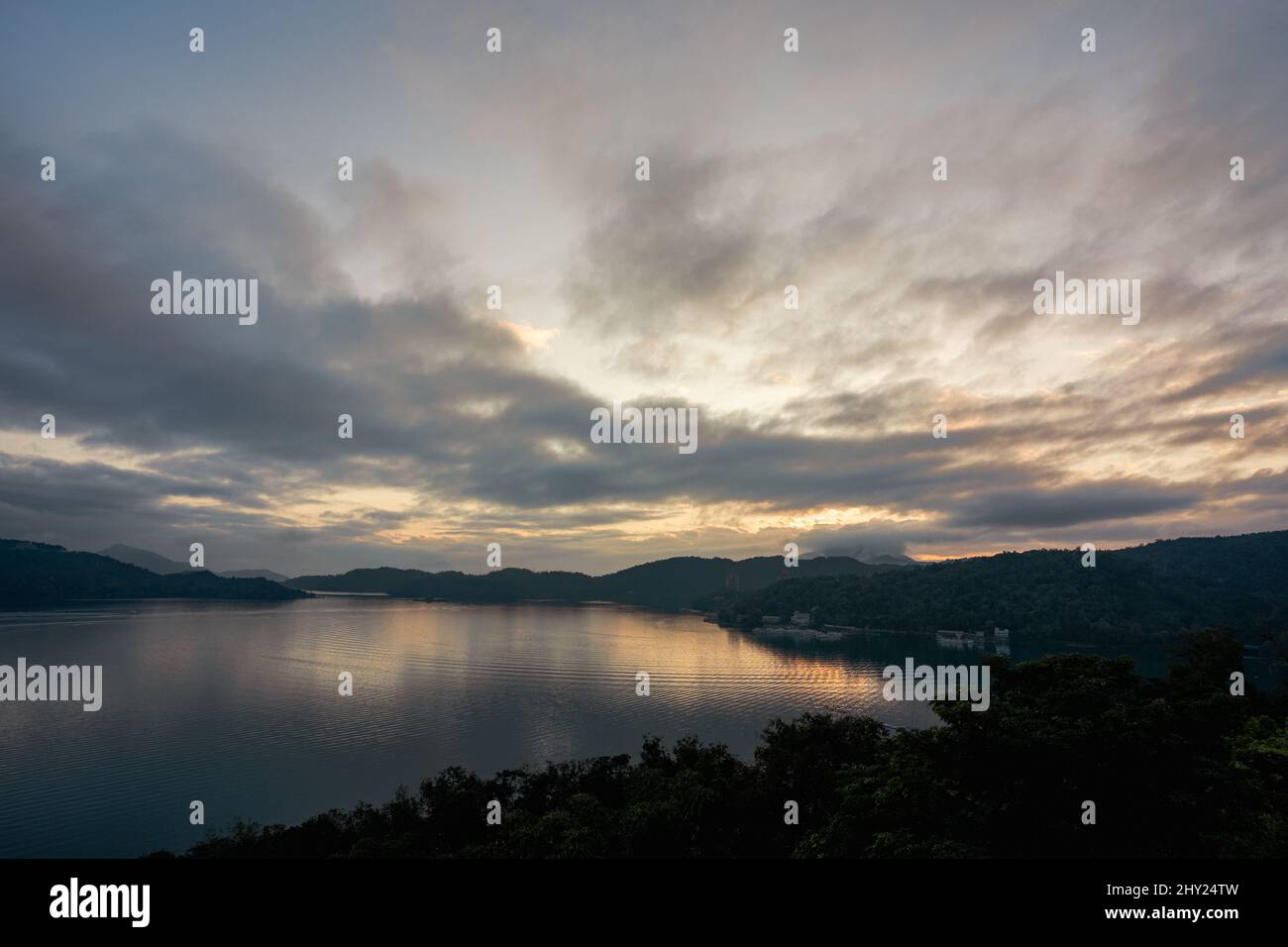 Sunset on Sun Moon Lake Taiwan Stock Photo - Alamy