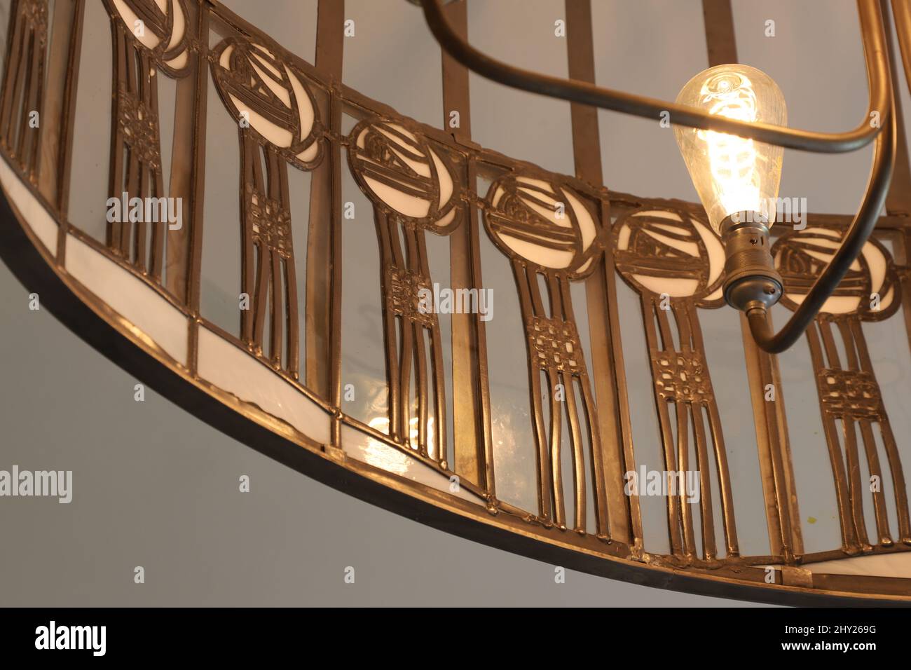 Lightened lamp inside a building Stock Photo - Alamy